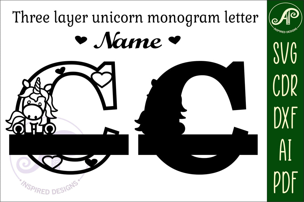 Unicorn Monogram Letter C SVG Cut File - So Fontsy