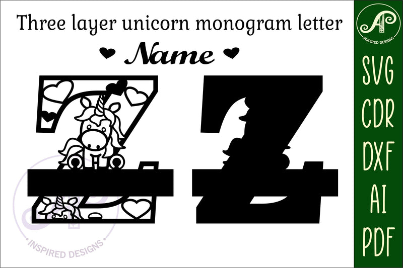 Unicorn Monogram Letter Z SVG Cut File - So Fontsy