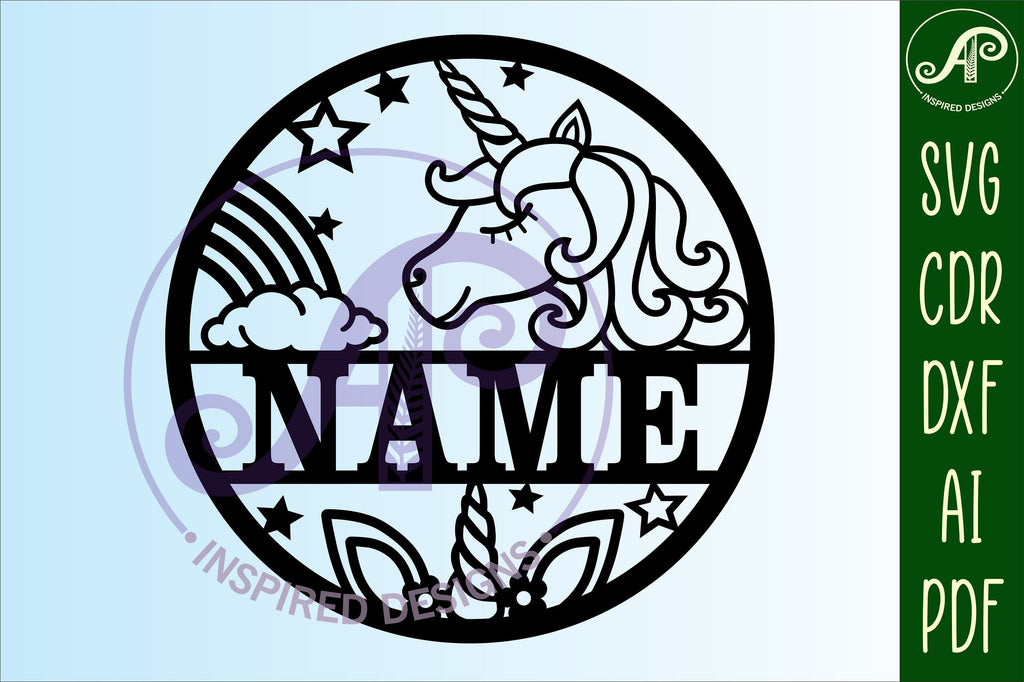 Unicorn name sign, SVG, fantasy themed door or wall hanger, Laser cut ...