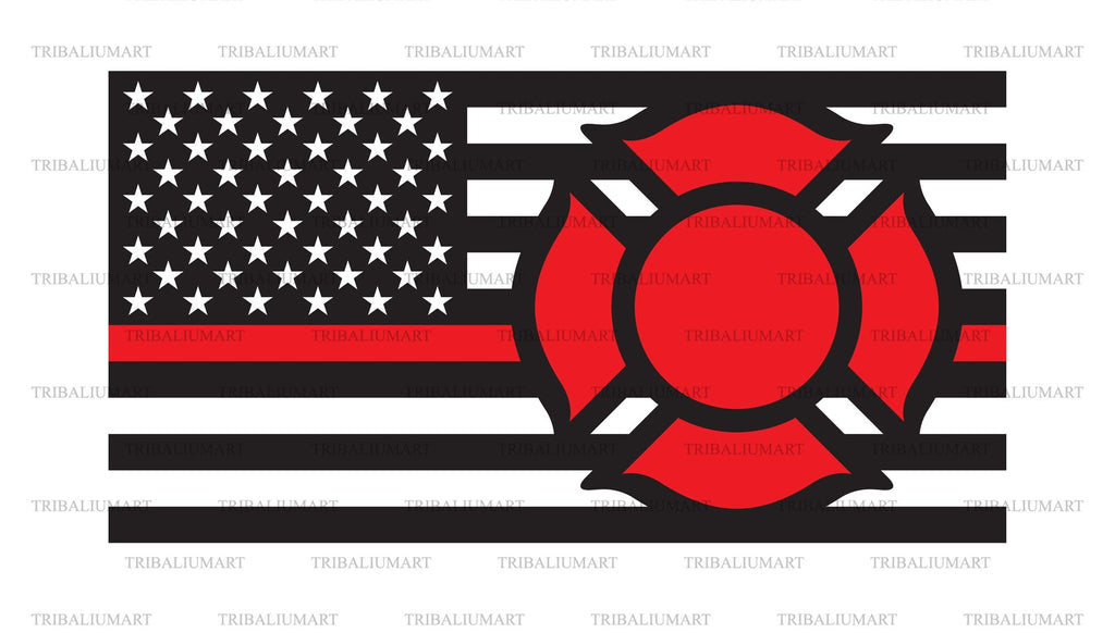United States of America Thin Red Line (firefighter) flag. Cut files ...