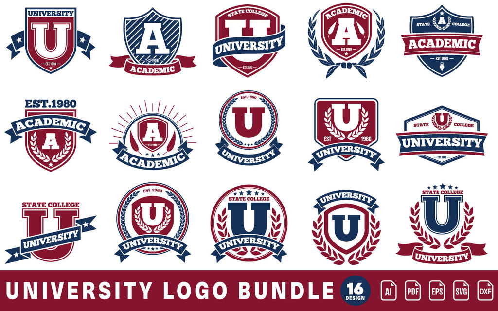 University, Academy, College Badges Logo Collection - So Fontsy