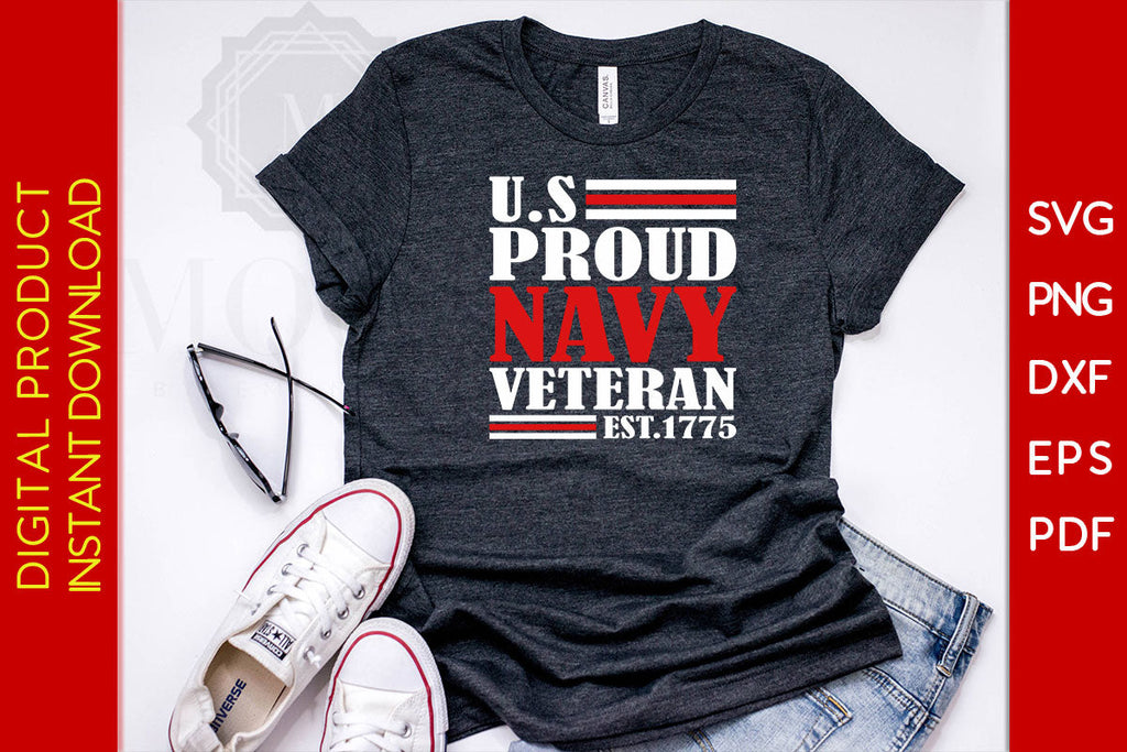 US Proud Navy Veteran Est 1775 SVG PNG PDF Cut File - So Fontsy