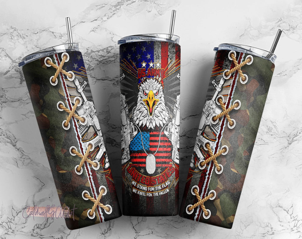 USA Army 20oz and 30oz Skinny Tumbler Sublimation Designs American Flag ...