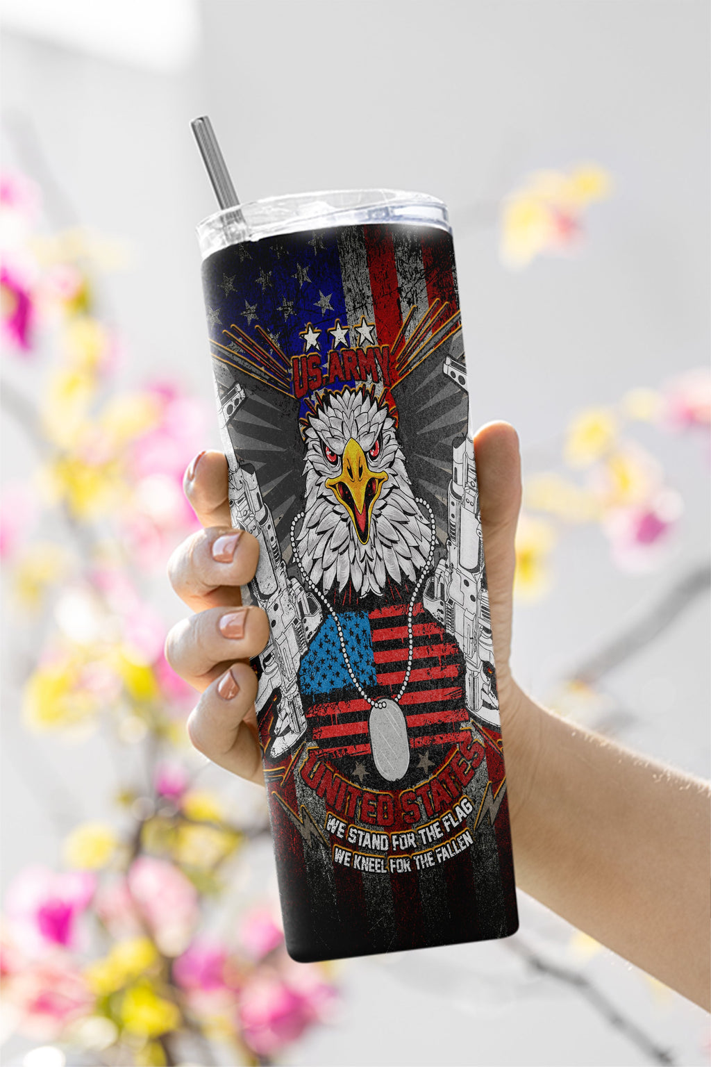 USA Army 20oz and 30oz Skinny Tumbler Sublimation Designs American Flag ...