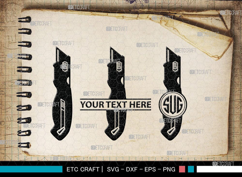 Utility Knife Monogram, Knife Silhouette, Utility Knife SVG, Swiss ...