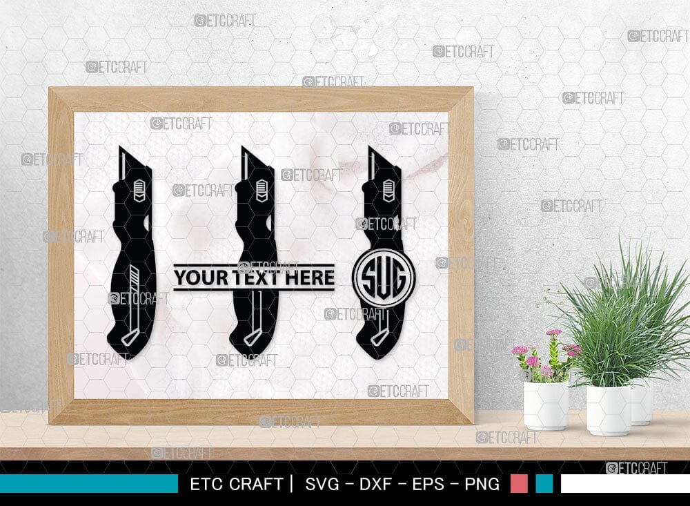 Utility Knife Monogram, Knife Silhouette, Utility Knife SVG, Swiss ...