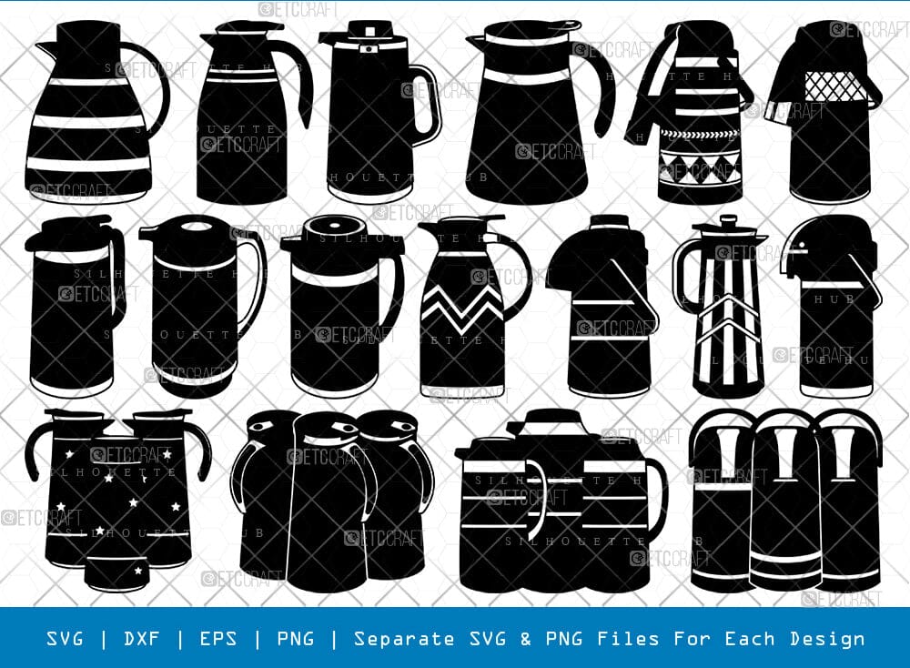 Vacuum Flask Silhouette Svg Cricut Cut Files Png Bundle, SB01029 - So ...