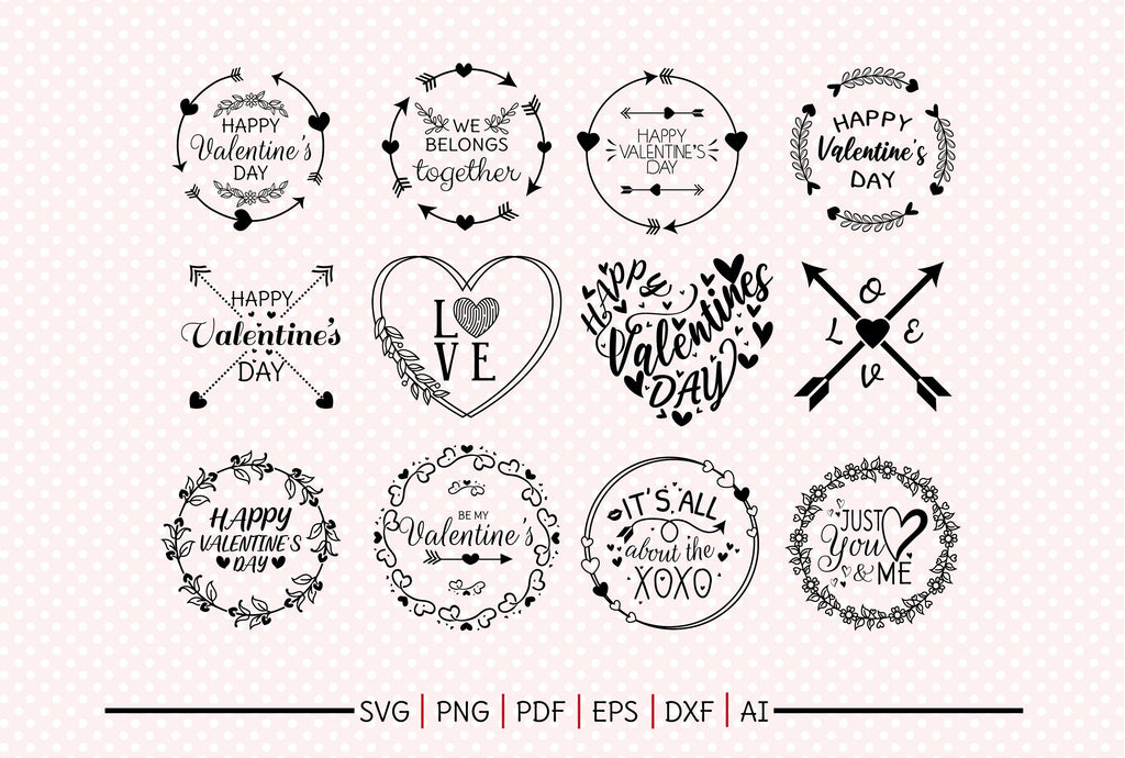 Valentine Frame Svg Bundle | Love Frame svg cut file - So Fontsy