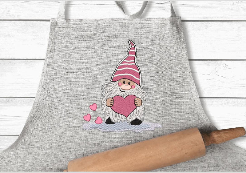 Valentine Gnome with heart Machine Embroidery Design - So Fontsy