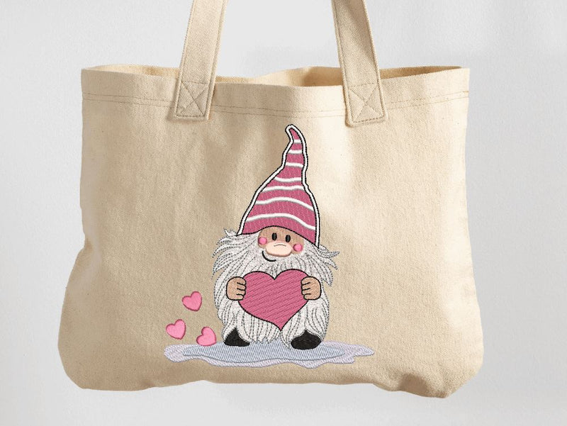 Valentine Gnome with heart Machine Embroidery Design - So Fontsy