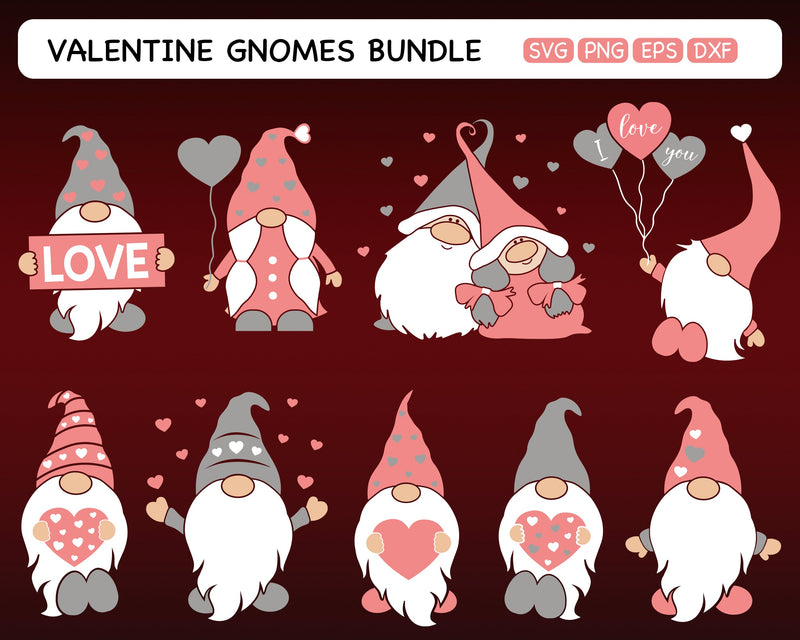 Valentine Gnomes Bundle Svg, Valentine's Day Gnomes Bundle, Gnomes Svg ...