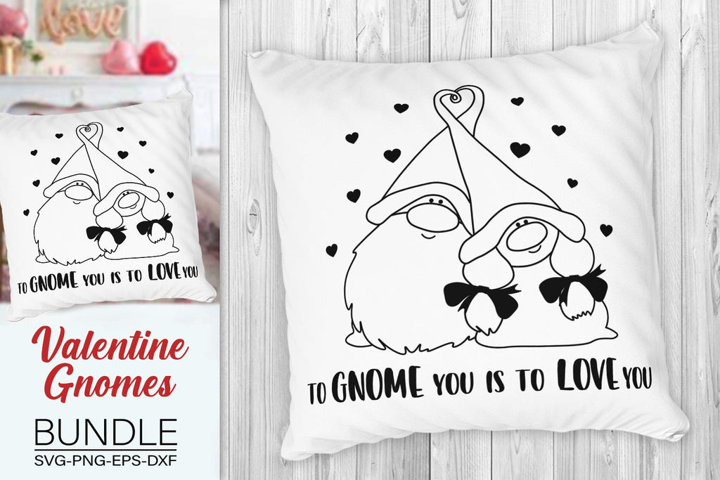 Valentine Gnomes Svg Bundle, Outline Gnomes Bundle, Valentine's Day Svg ...