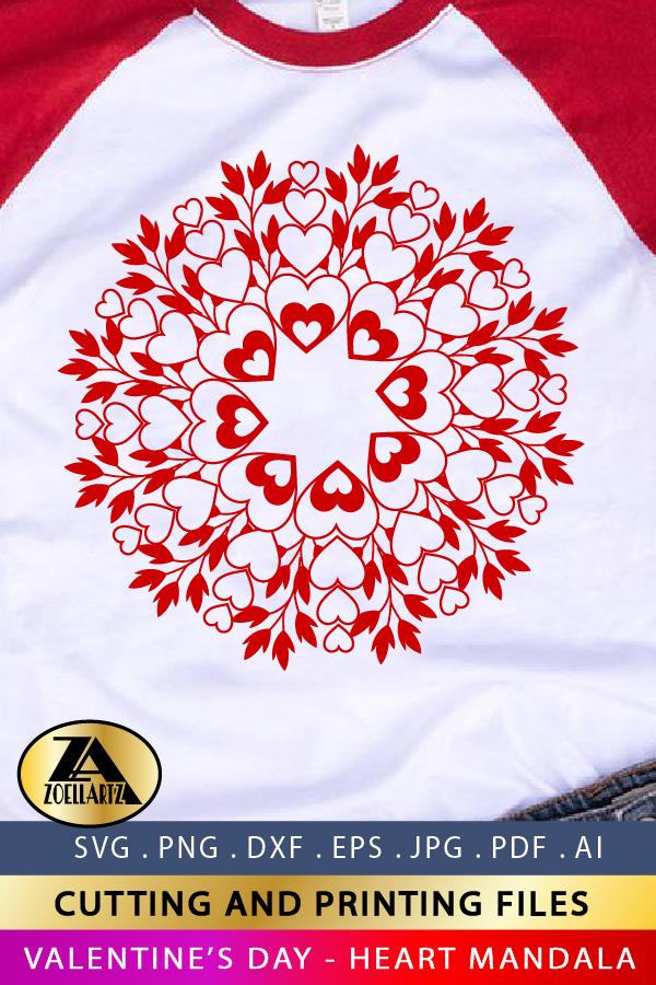 Valentine Mandala SVG Floral Mandala with Heart SVG Cut File - So Fontsy