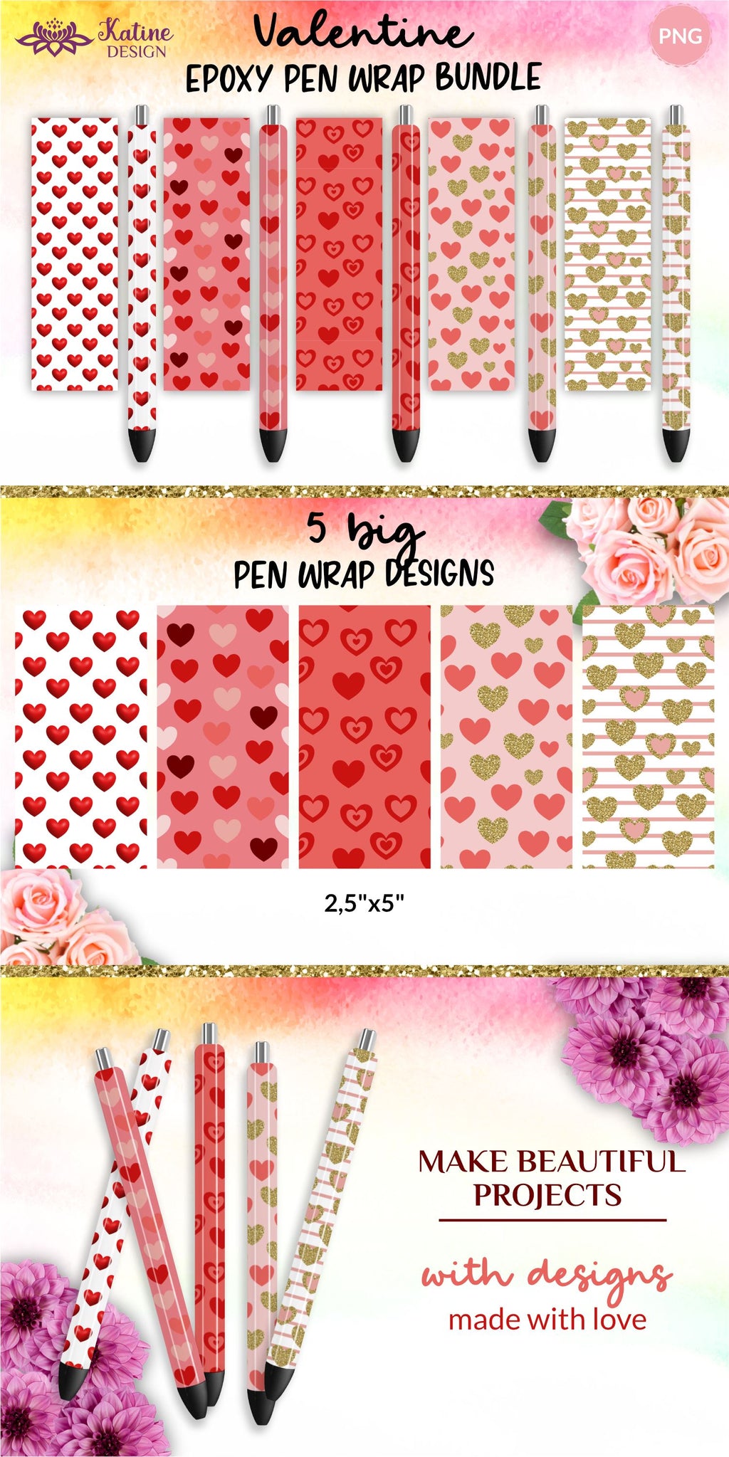 Valentine Pen Wraps, Valentine Pen, Valentines Day Pen Wraps, Heart ...