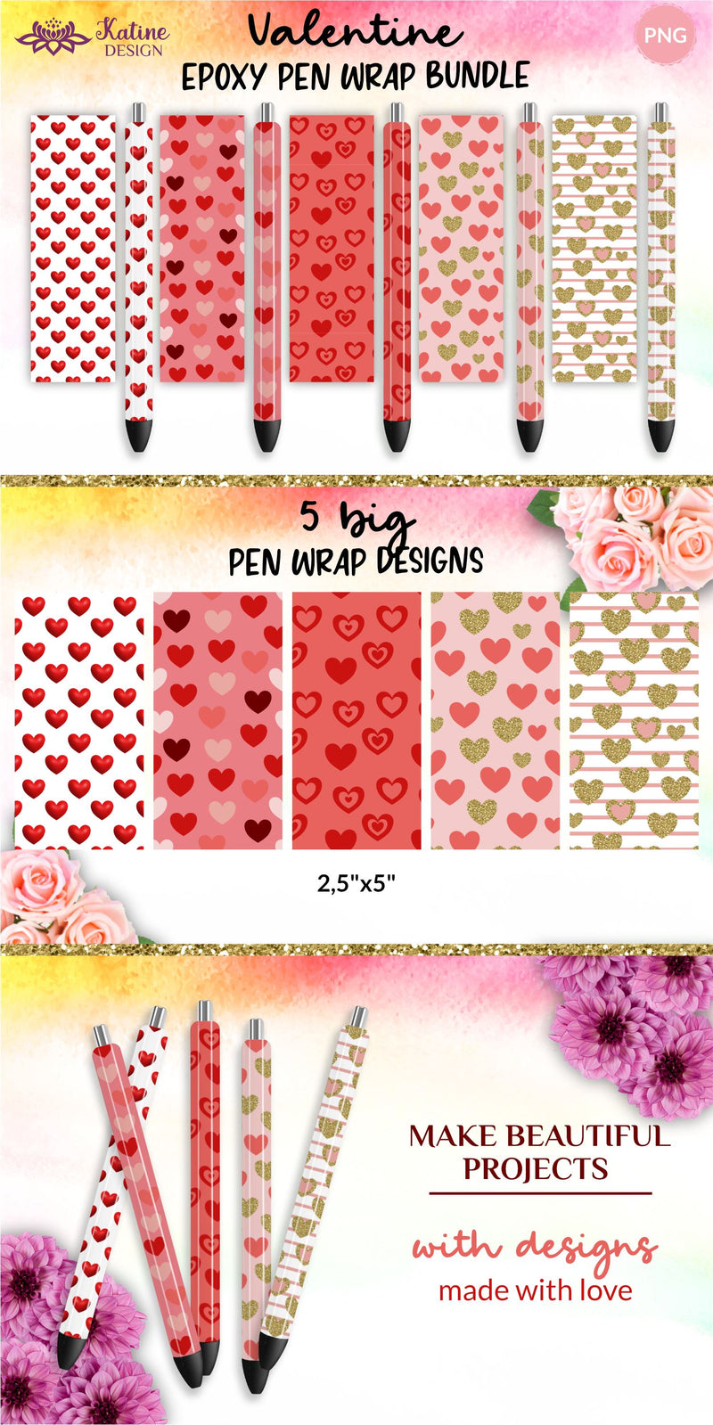 Valentine Pen Wraps, Valentine Pen, Valentines Day Pen Wraps, Heart ...