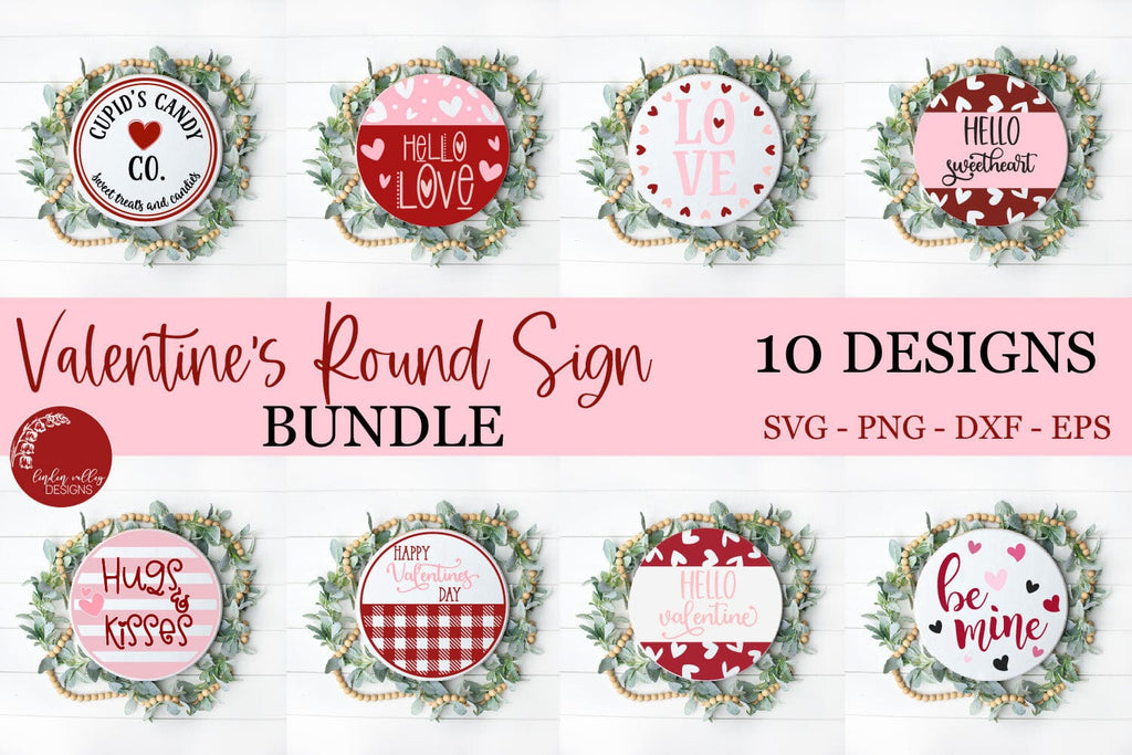 Valentine Round Sign Bundle-Valentine SVG Bundle - So Fontsy
