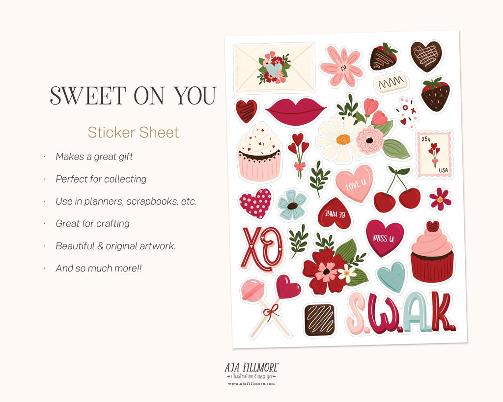 Valentine Sticker Sheet - So Fontsy