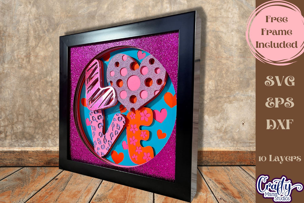 Valentine Svg Shadow Box, Love 3D Gift Design Pattern Heart - So Fontsy