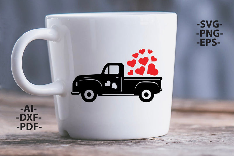 Valentine Truck Svg | truck with hearts | Valentine Truck Svg ...