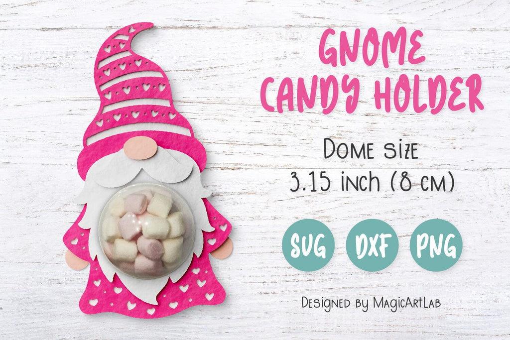 Valentines Day Candy Holder | Gnome Candy Dome SVG Template - So Fontsy