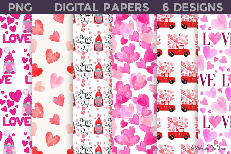 Valentines Day Digital Paper | Heart seamless pattern - So Fontsy