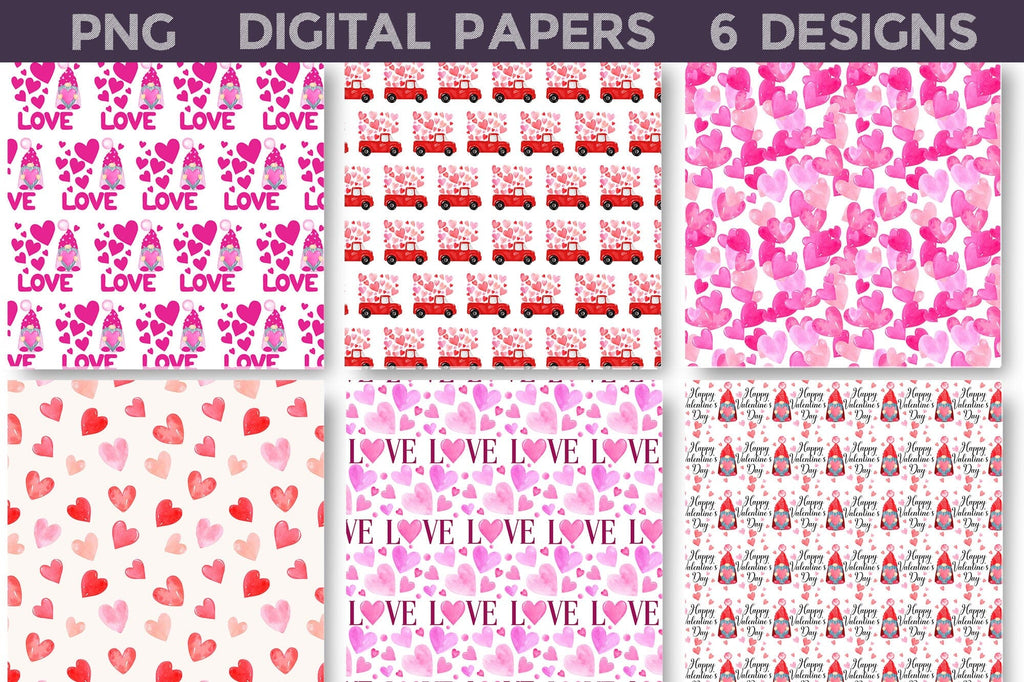 Valentines Day Digital Paper | Heart seamless pattern - So Fontsy