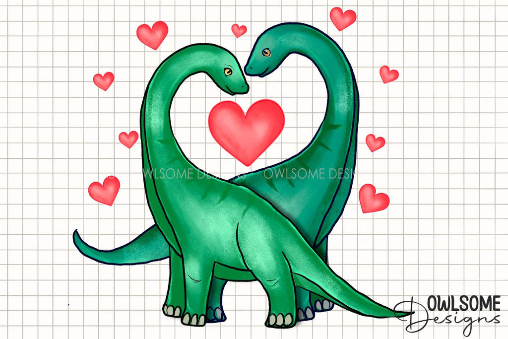 Valentine's Day Dinosaur Couple Love PNG - So Fontsy