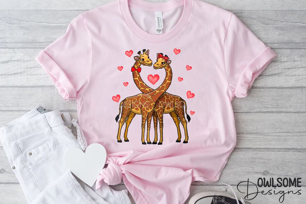 Valentine's Day Giraffes Couple PNG Design - So Fontsy
