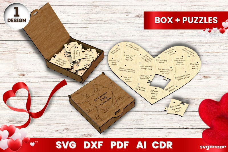 Valentines Day Heart Puzzle Box Multilayered Laser Cut File - So Fontsy