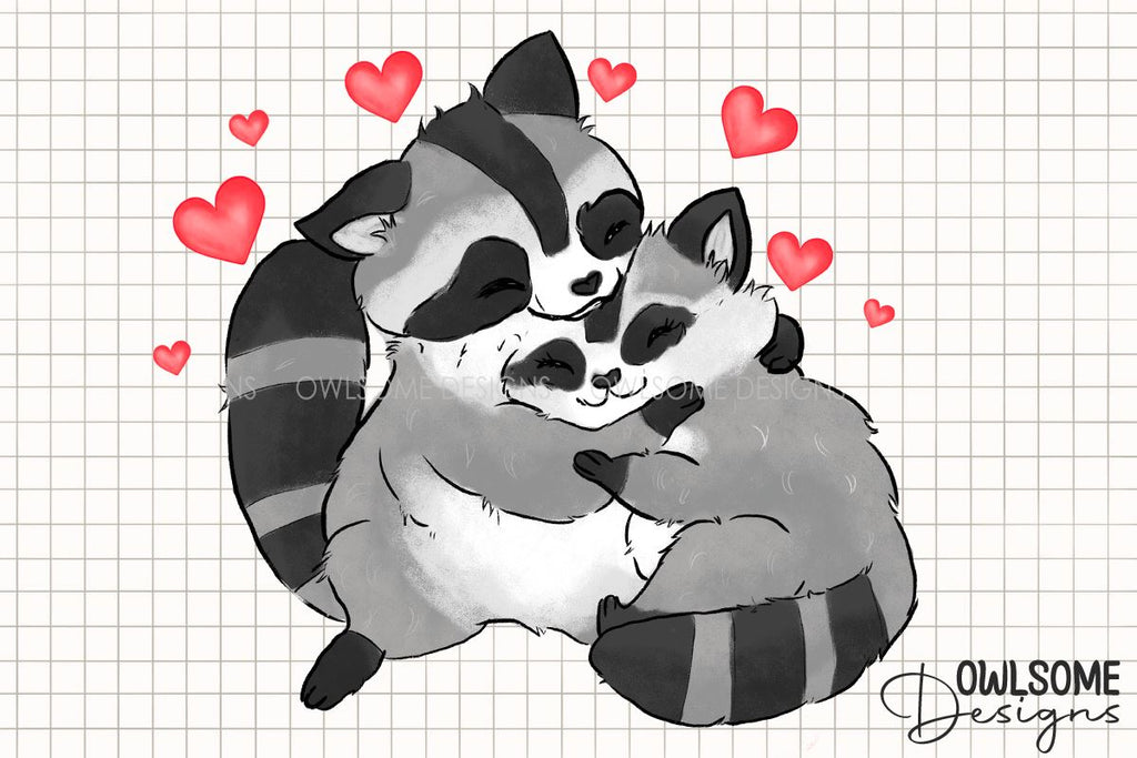 Valentine's Day Raccoon Couple - So Fontsy