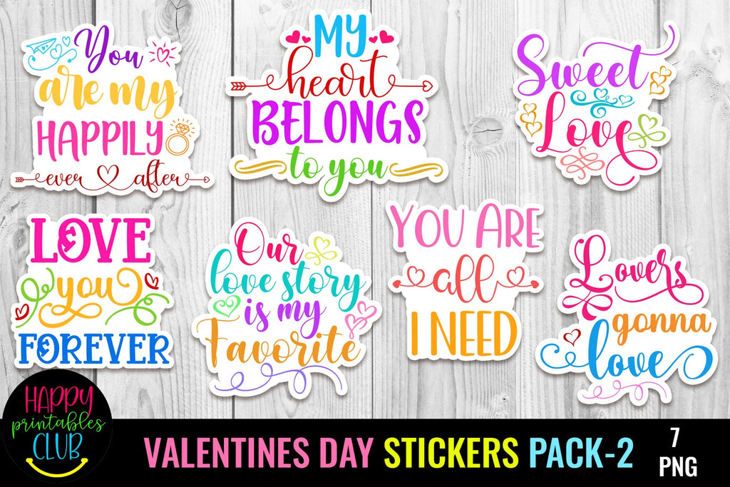 Valentine's Day Stickers 2- Printable Valentines Day Sticker - So Fontsy