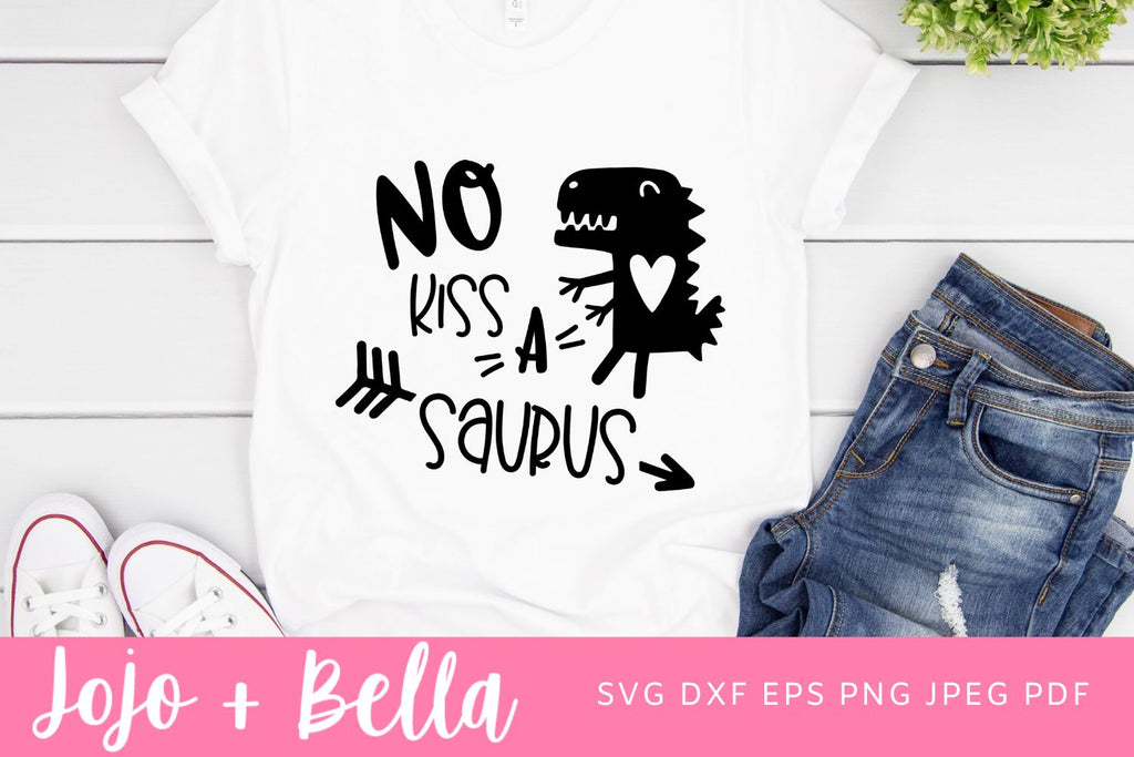 Valentines Day Svg, No Kiss-a-Saurus SVG, Kid's Valentine Svg, Love Svg ...