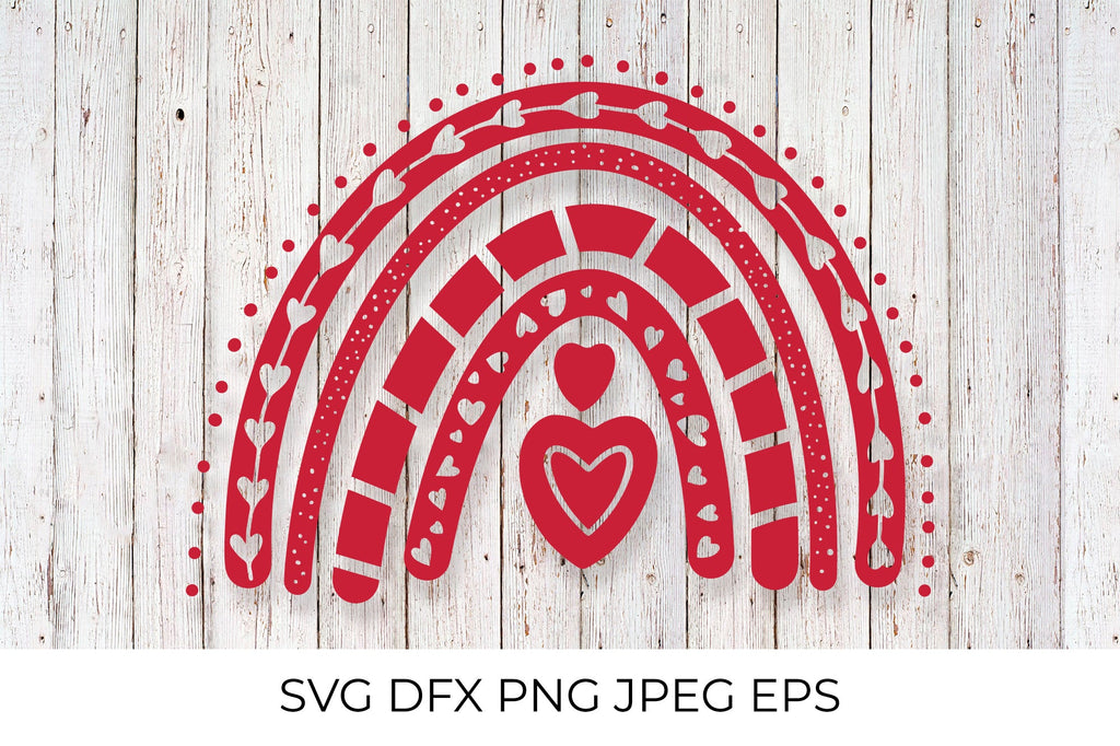 Valentines Rainbow SVG. Hand drawn cute boho rainbow clipart - So Fontsy