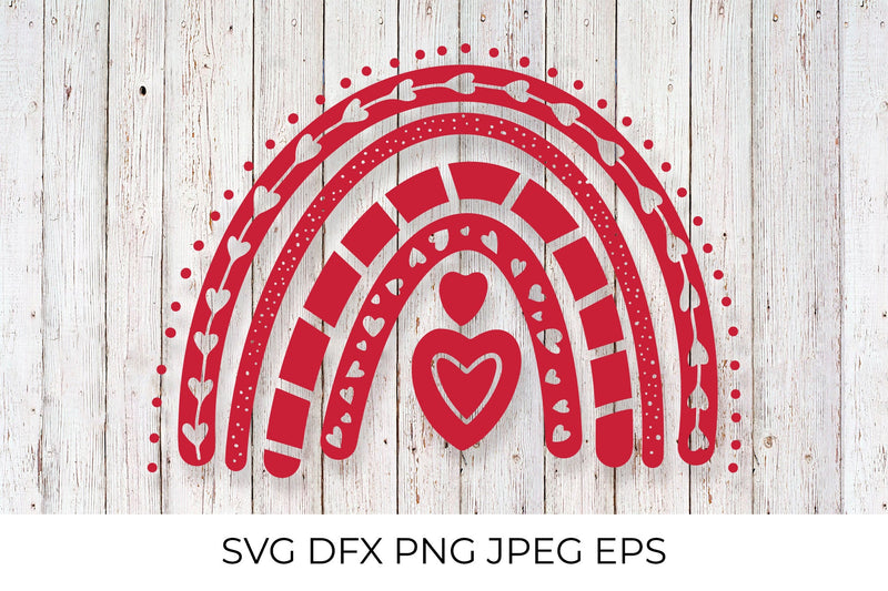 Valentines Rainbow SVG. Hand drawn cute boho rainbow clipart - So Fontsy