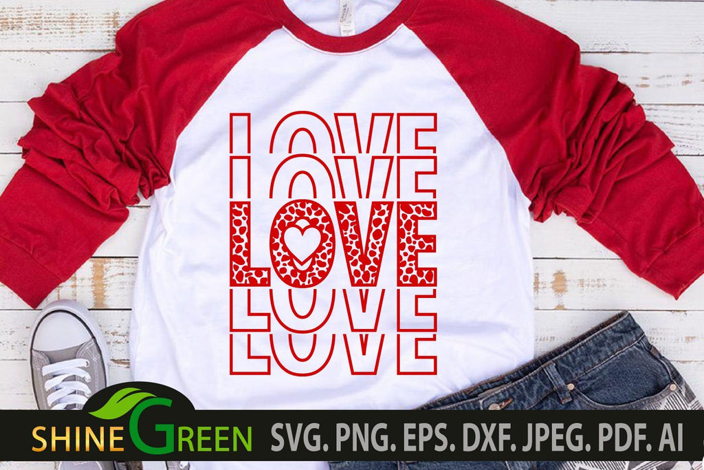 Valentines SVG - Love Stack Cheetah Print Heart SVG - So Fontsy