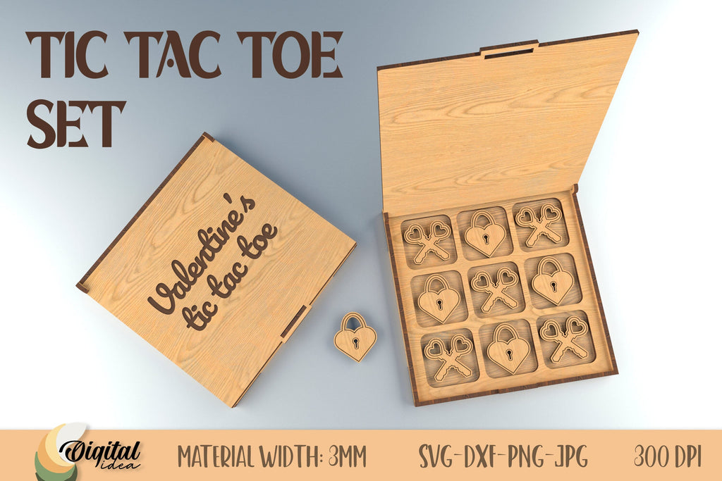 Valentines Tic Tac Toe Laser Cut. Laser Cut Tic Tac Toe. 3D Engraving ...