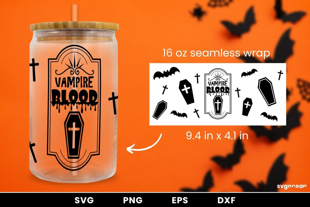 Vampire Can Glass SVG - So Fontsy