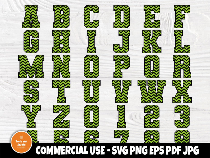Varsity alphabet SVG | Chevron font svg | Pattern font svg | Chevron ...