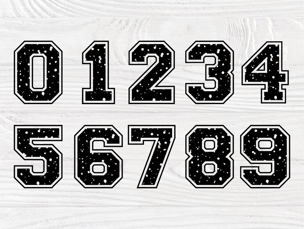 Varsity numbers SVG | Grunge svg | Birthday numbers | Numbers CUT FILES ...