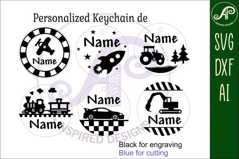 Vehicle set 1 keychain DIGITAL SVG personalized designs x 6 - So Fontsy