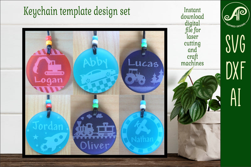 Vehicle set 1 keychain DIGITAL SVG personalized designs x 6 - So Fontsy