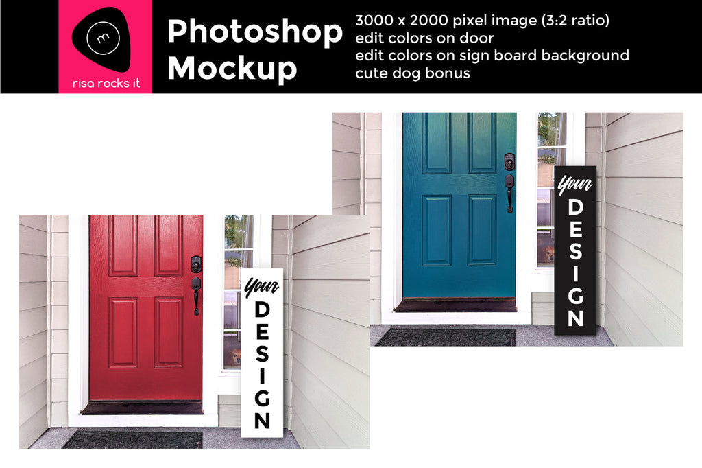 Vertical Porch Sign Mockup on Editable Plain Color Background - So Fontsy