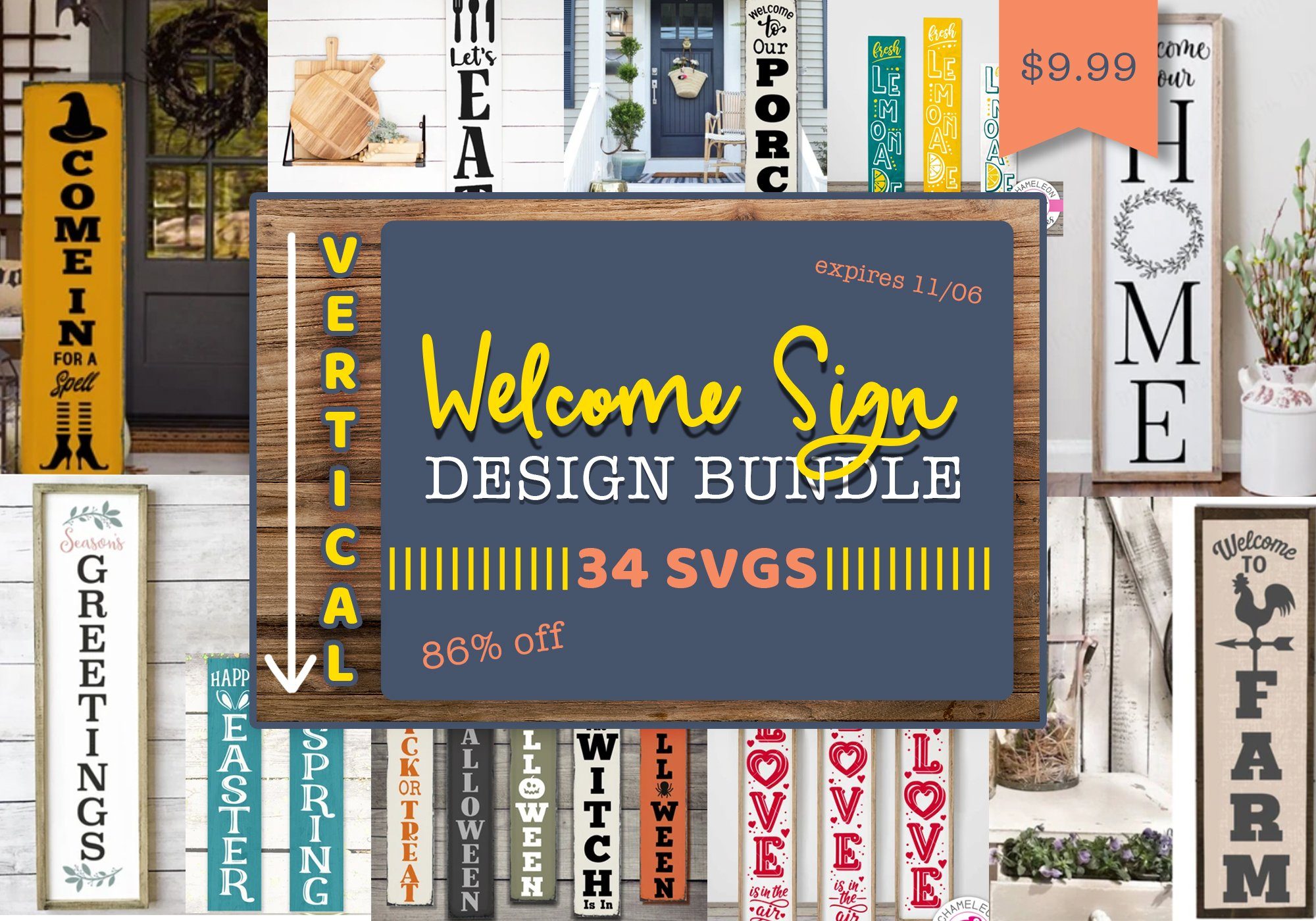 Vertical Welcome Sign Design Bundle - So Fontsy