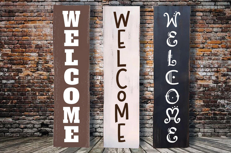 Vertical Welcome SVG Bundle - Welcome Sign SVG File - So Fontsy
