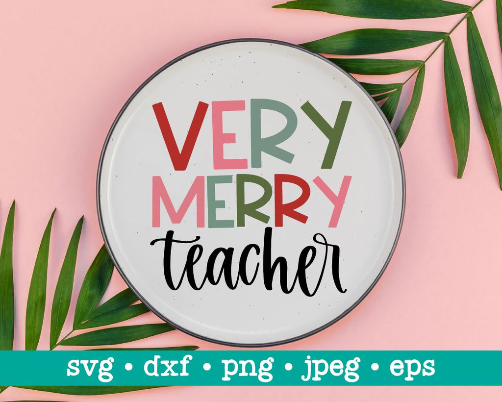 Very merry teacher christmas svg, Very merry teacher svg, Holiday ...