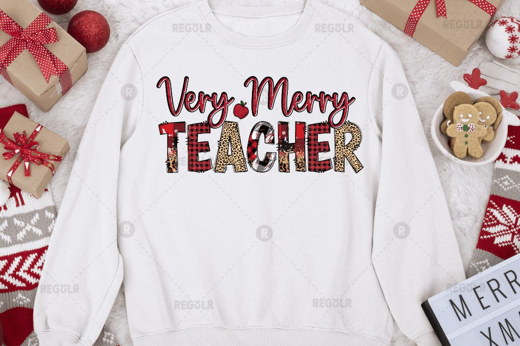 Very merry teacher Sublimation Design - So Fontsy
