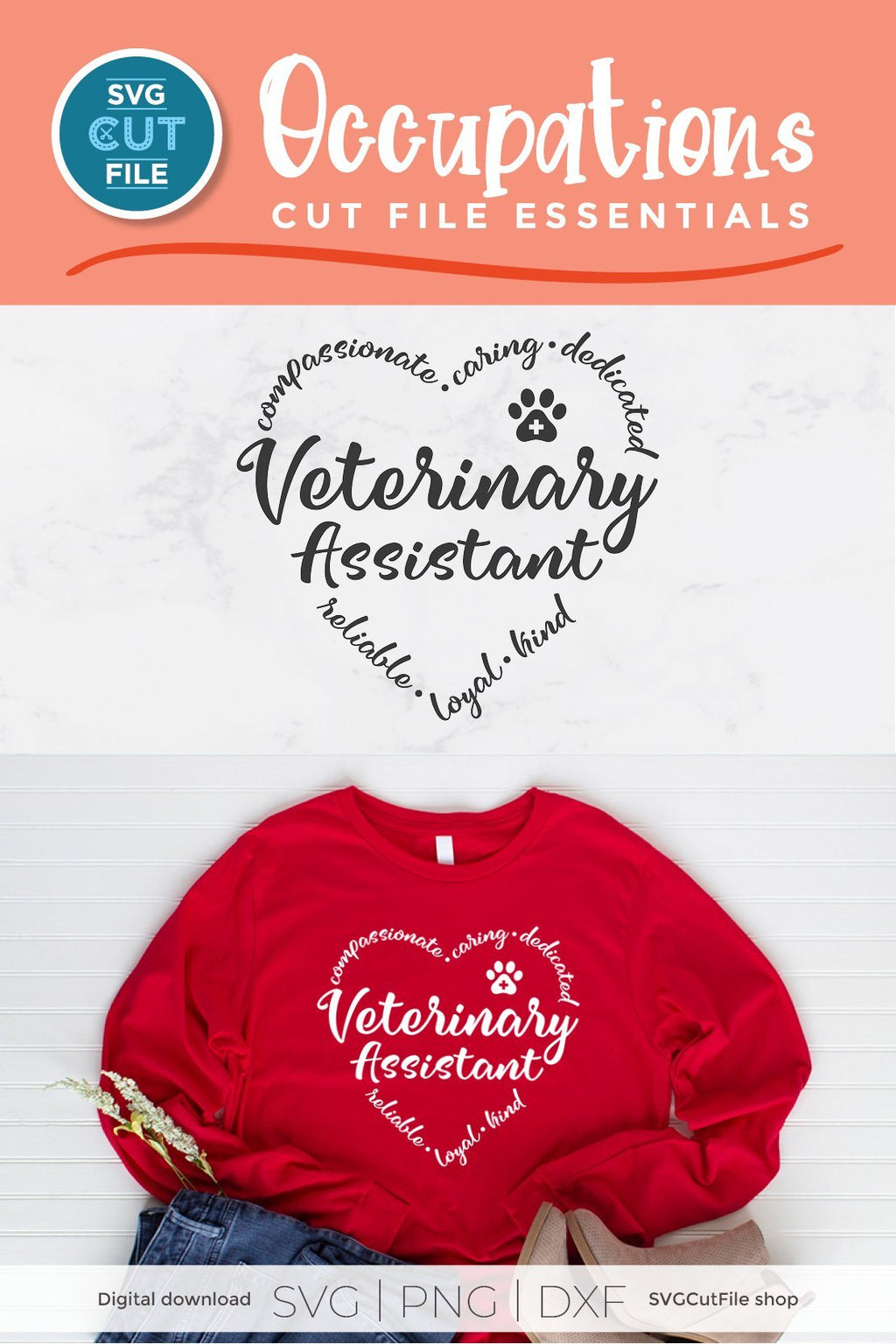 Veterinary assistant svg with paw print for Cricut or Silhouette ...