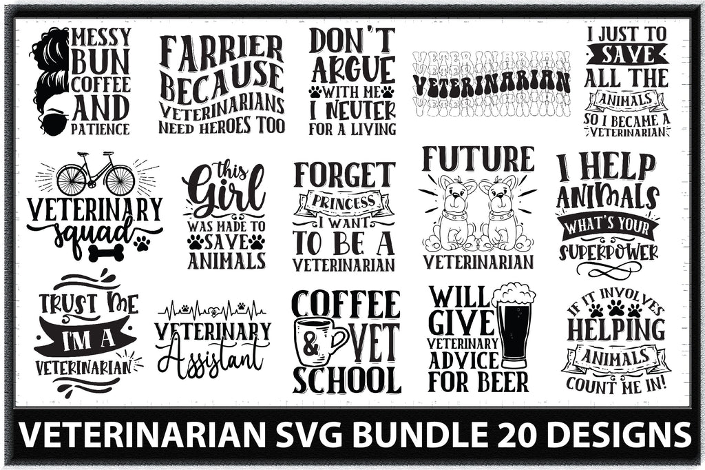 Veterinarian Svg Bundle 20 Designs - So Fontsy