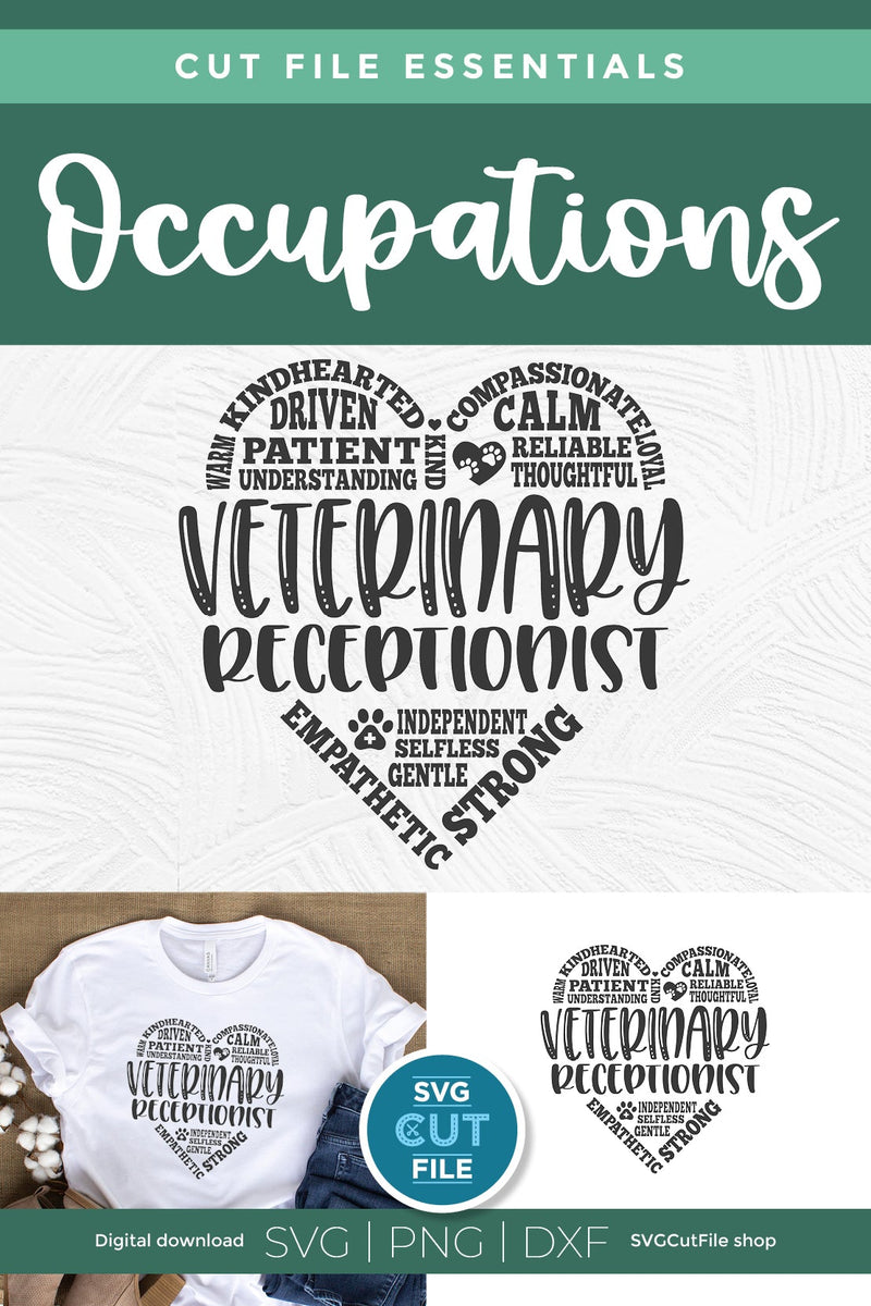 Veterinary Receptionist svg, a Vet receptionist subway art heart - So ...