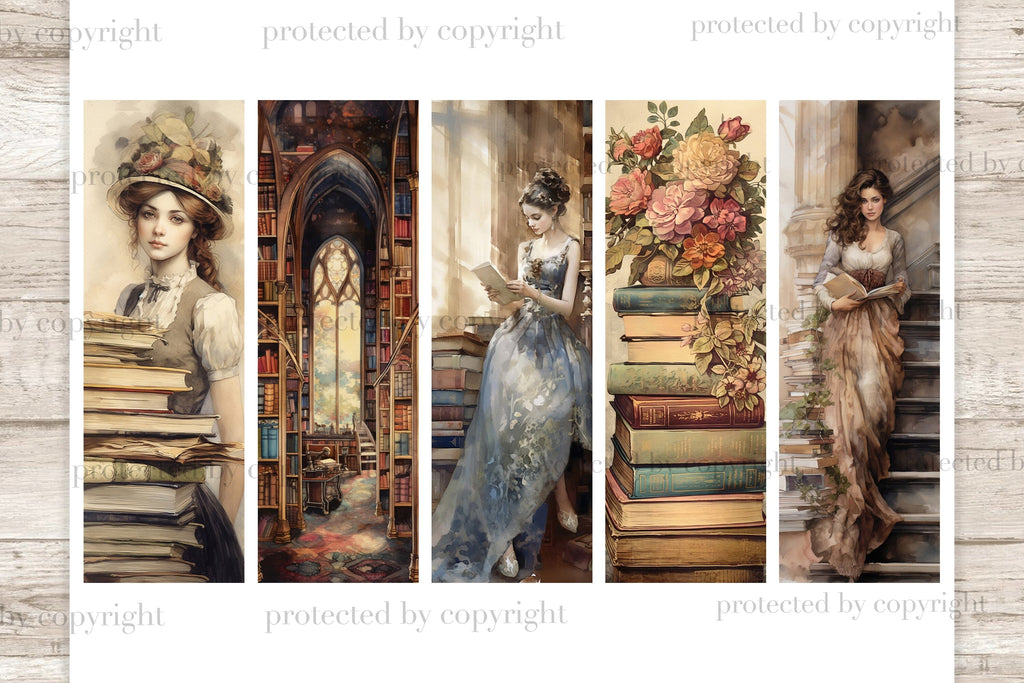 Victorian Library Bookmarks | Booklover Bookmarks Bundle - So Fontsy